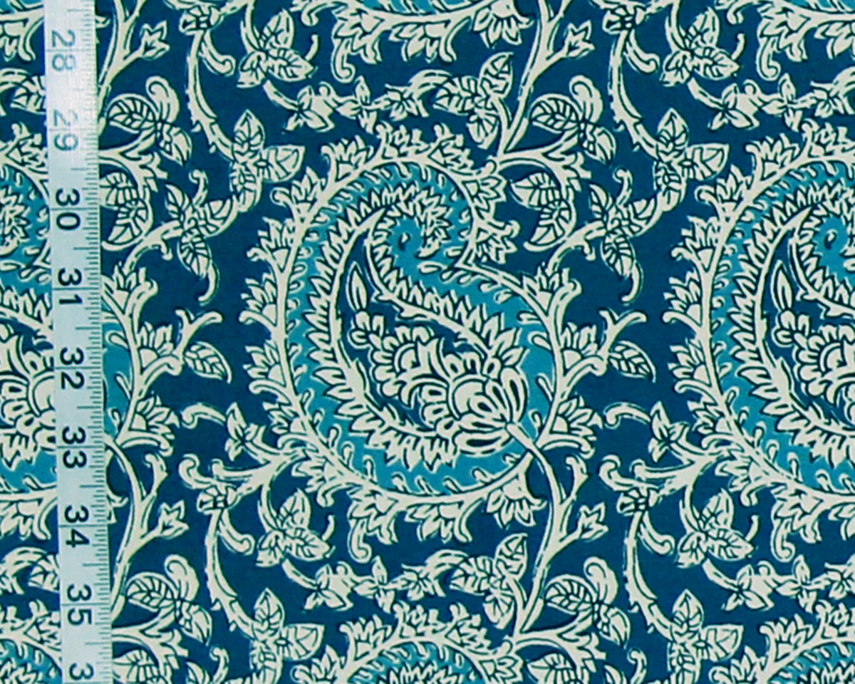 Turquoise And Brown Paisley Fabric